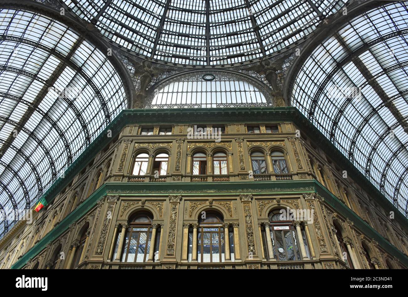 Italy, Naples, view and details of the Umberto gallery, shopping center ...
