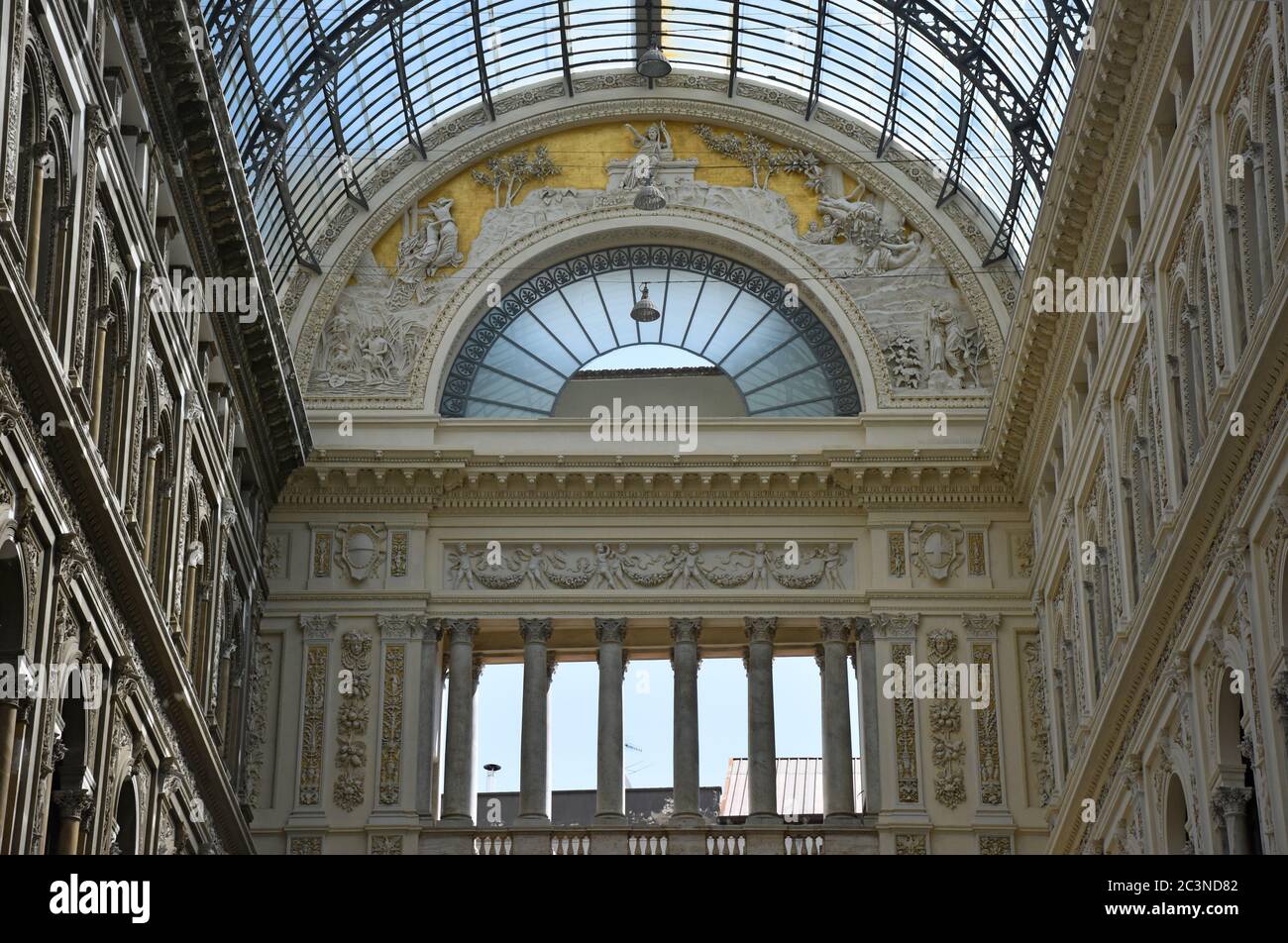 Italy, Naples, view and details of the Umberto gallery, shopping center ...