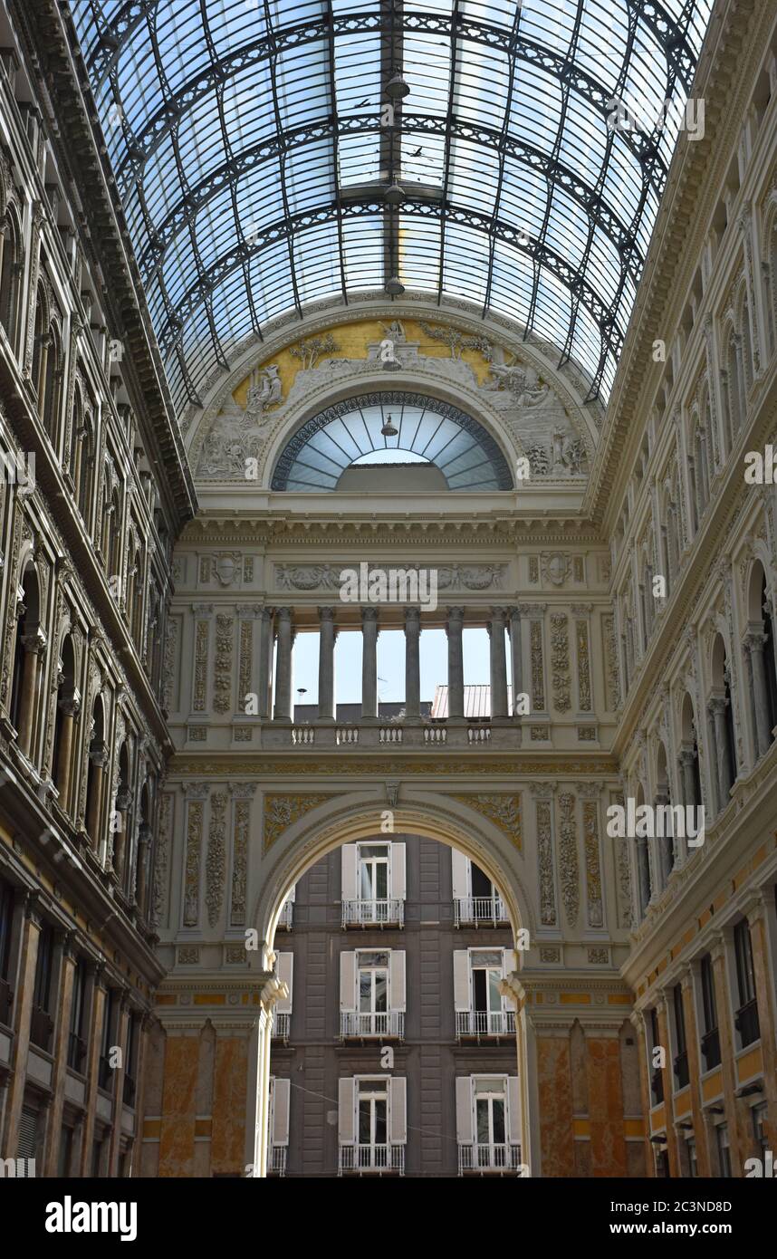 Italy, Naples, view and details of the Umberto gallery, shopping center ...