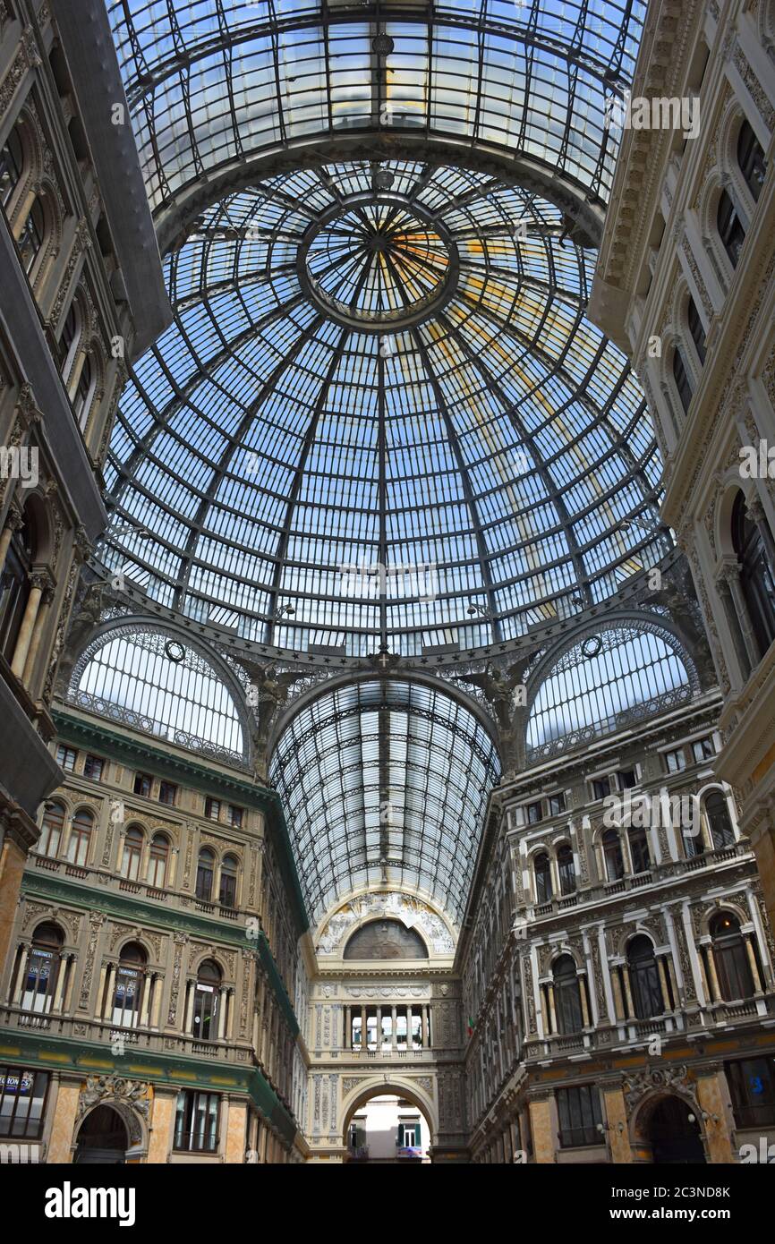 Italy, Naples, view and details of the Umberto gallery, shopping center ...