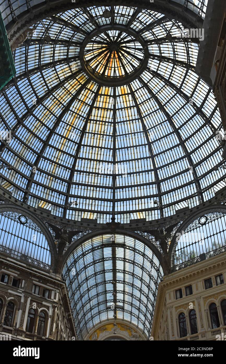 Italy, Naples, view and details of the Umberto gallery, shopping center ...