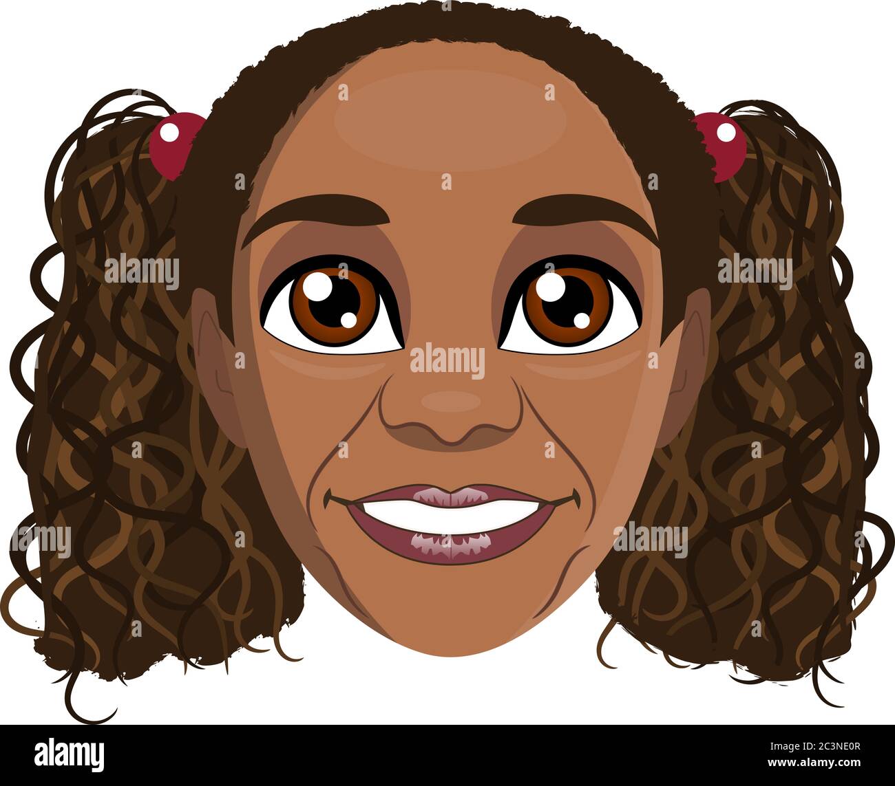 Cute Black kid or child cartoon style portrait isolated on white Stock ...