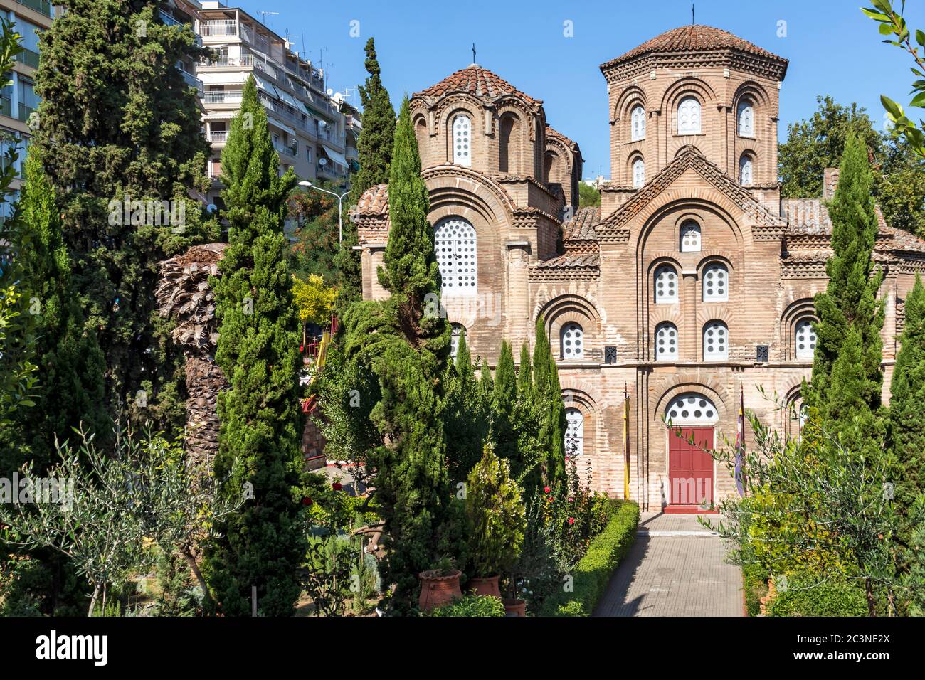THESSALONIKI, GREECE - SEPTEMBER 22, 2019: Ancient Byzantine Church of ... THESSALONIKI, GREECE - SEPTEMBER 22, 2019: Ancient Byzantine Church of ...