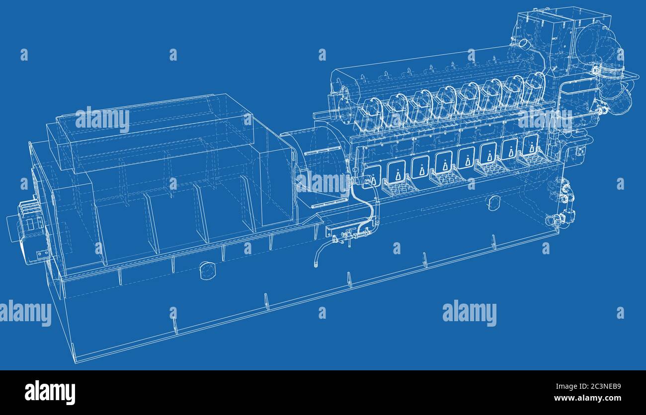 Generator. Diesel and gas industrial electric generator. The layers of ...