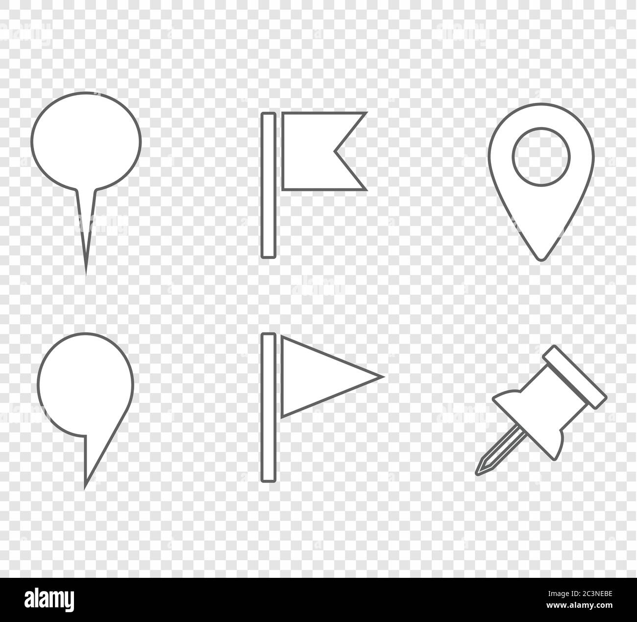 Big collection of navigation points for map flat design on a ...