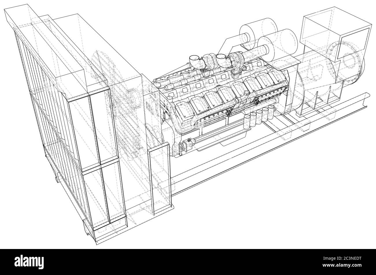 Diesel generator unit for factory. he layers of visible and invisible ...