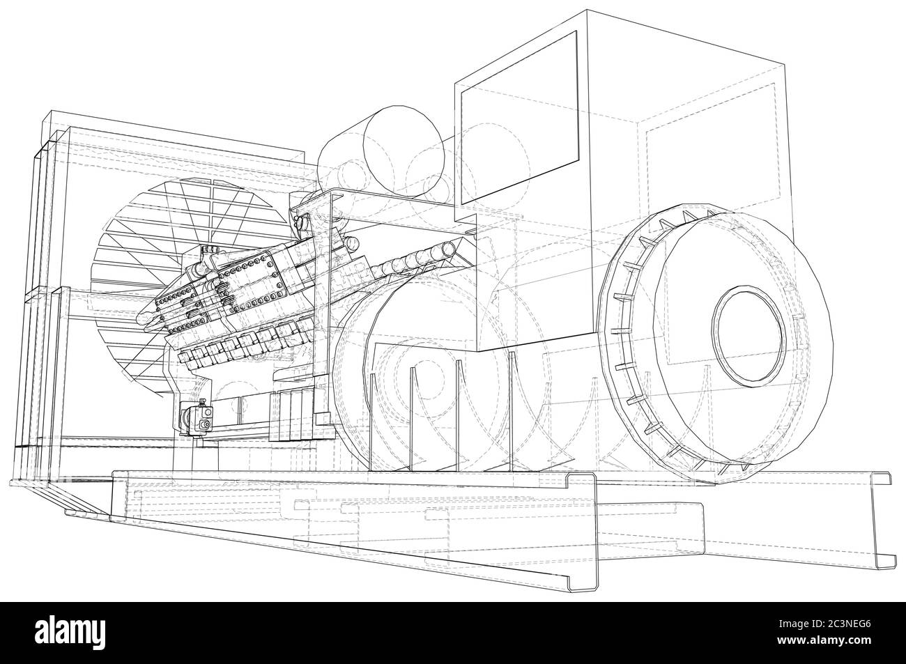 Generator. Diesel and gas industrial electric generator. The layers of ...