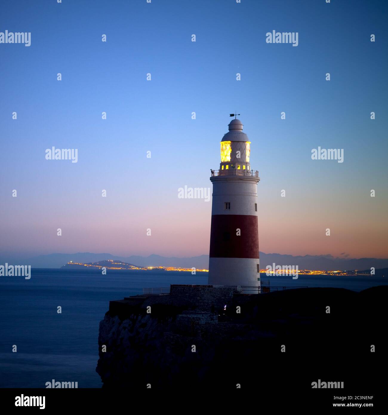 View of Trinity House Lighthouse Gibraltar 4M54+V3 Gibraltar at sunset ...