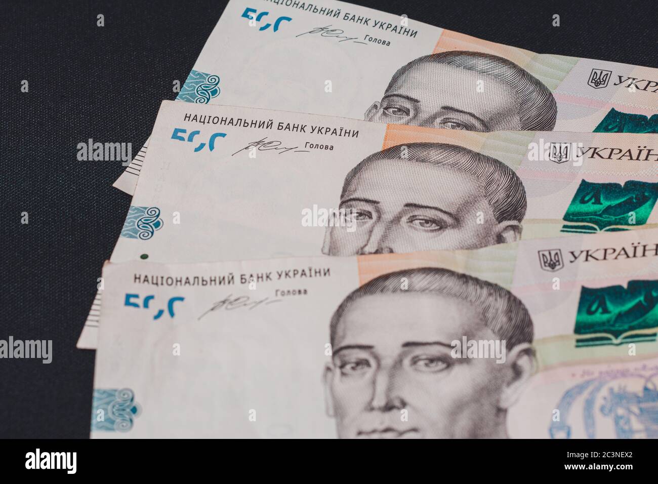 500 Ukrainian hryvnia on a black background. Ukrainian currency with ...