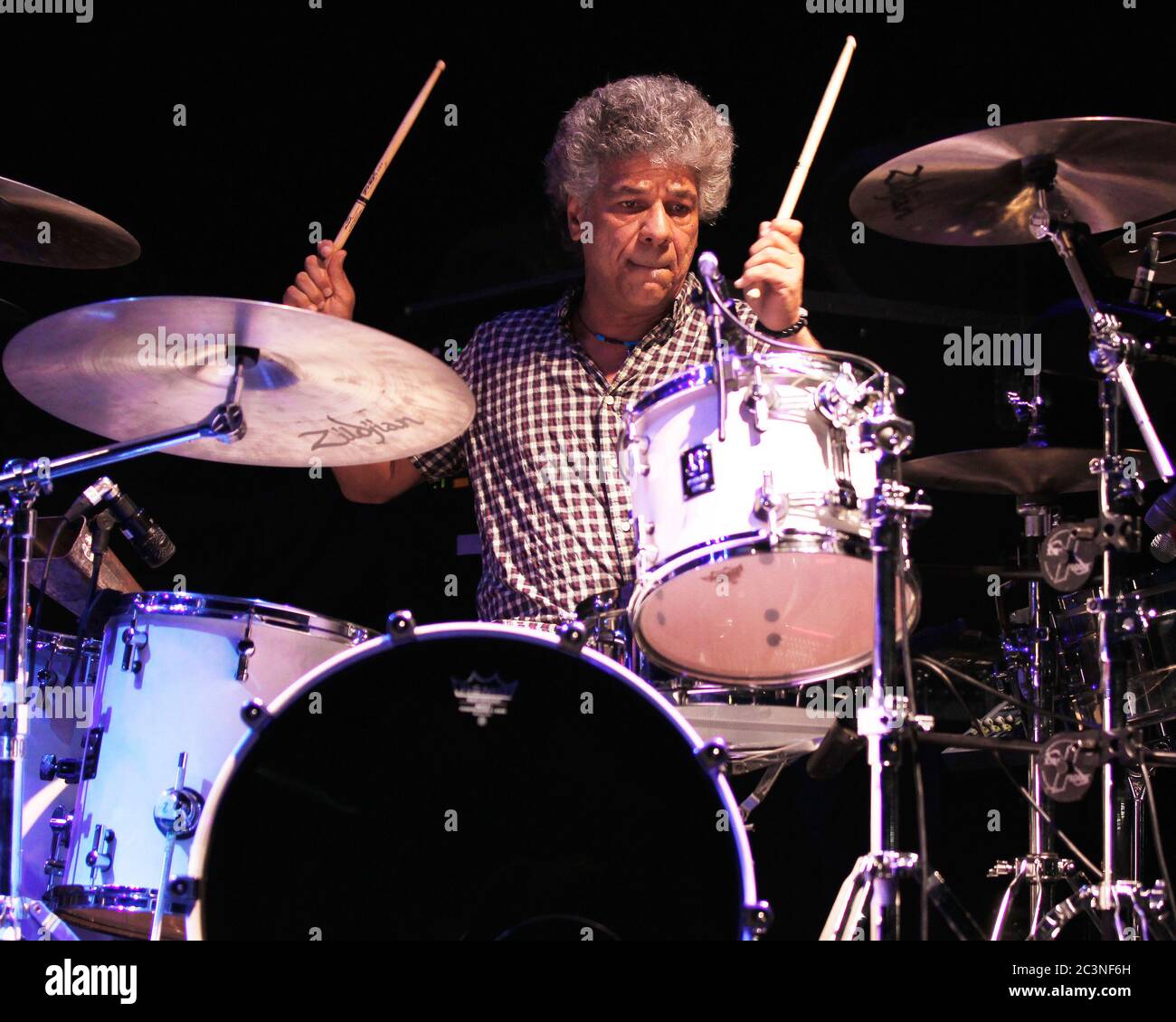 Drummer Richard Bailey performs with Steve Winwood and the rest of the ...