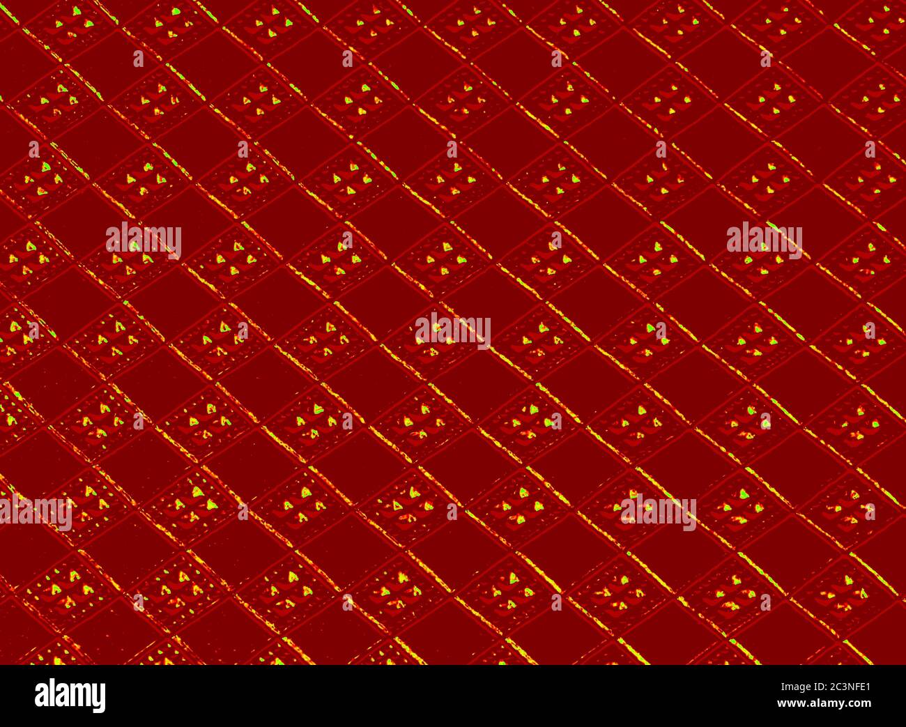 Illustration of rhombuses isolated on red and gold background Stock ...