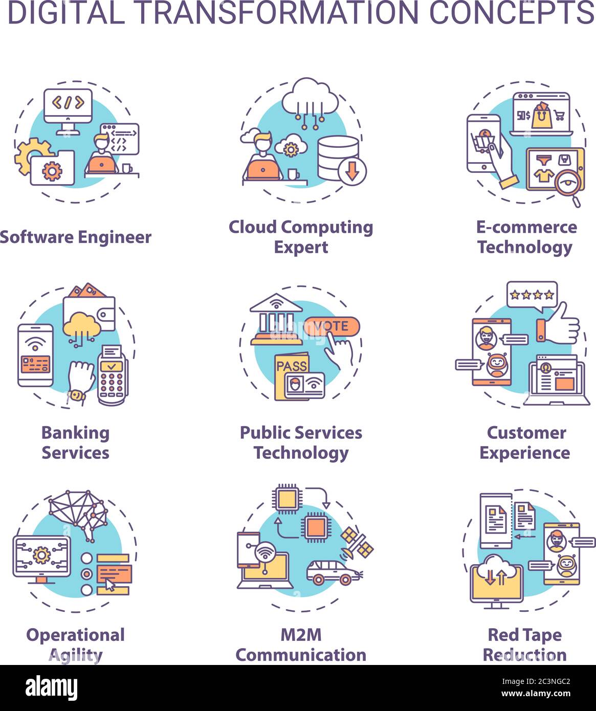 Digital transformation concept icons set Stock Vector Image & Art - Alamy