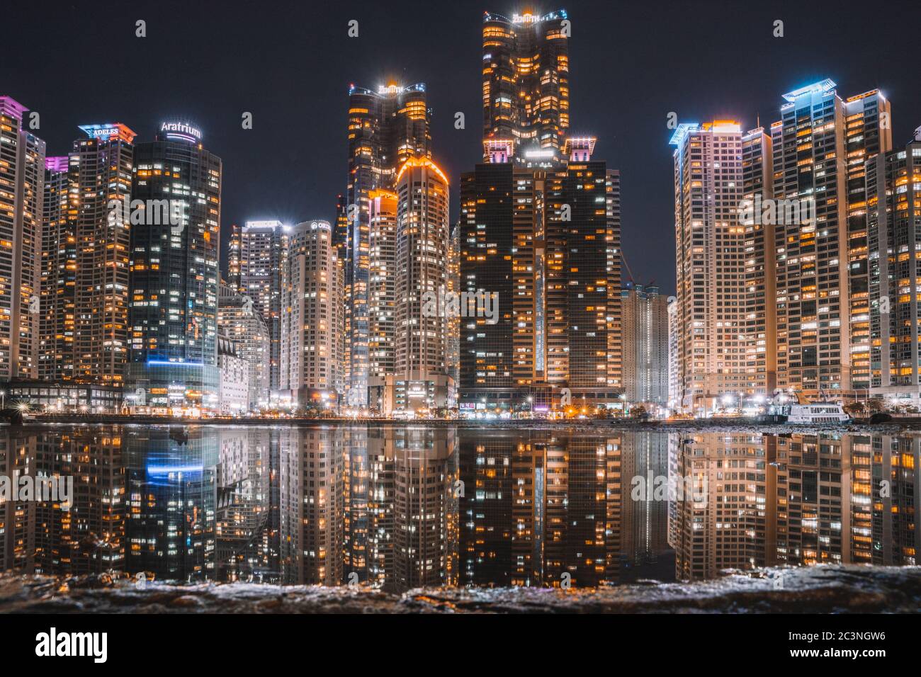 Amazing shot of The Bay 101 Busan at night in South Korea Stock Photo ...