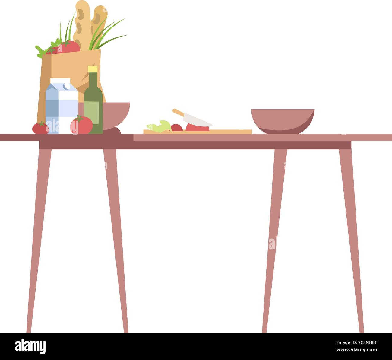 Cooking table semi flat RGB color vector illustration Stock Vector ...
