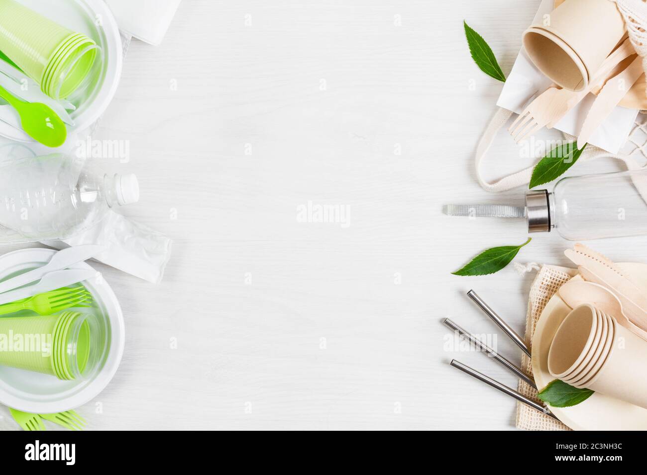 Eco friendly disposable dishes made of bamboo wood vs plastic ...