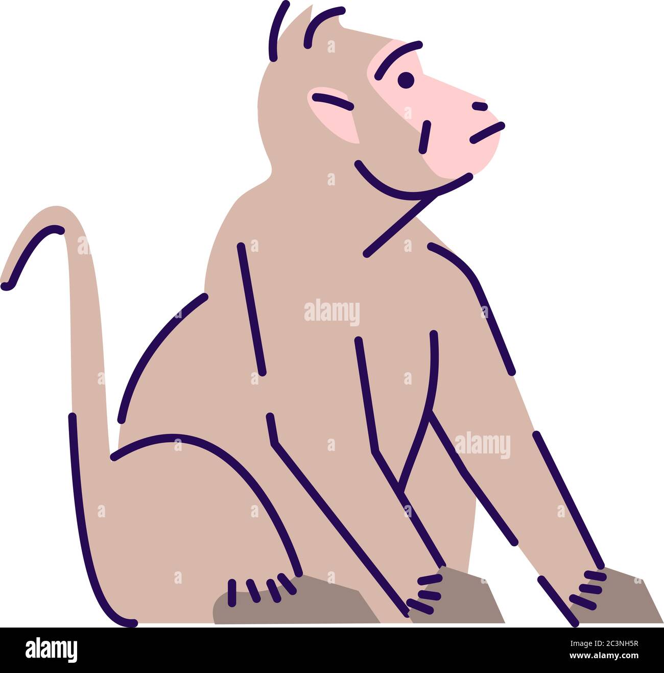 Monkey look up semi flat RGB color vector illustration Stock Vector ...