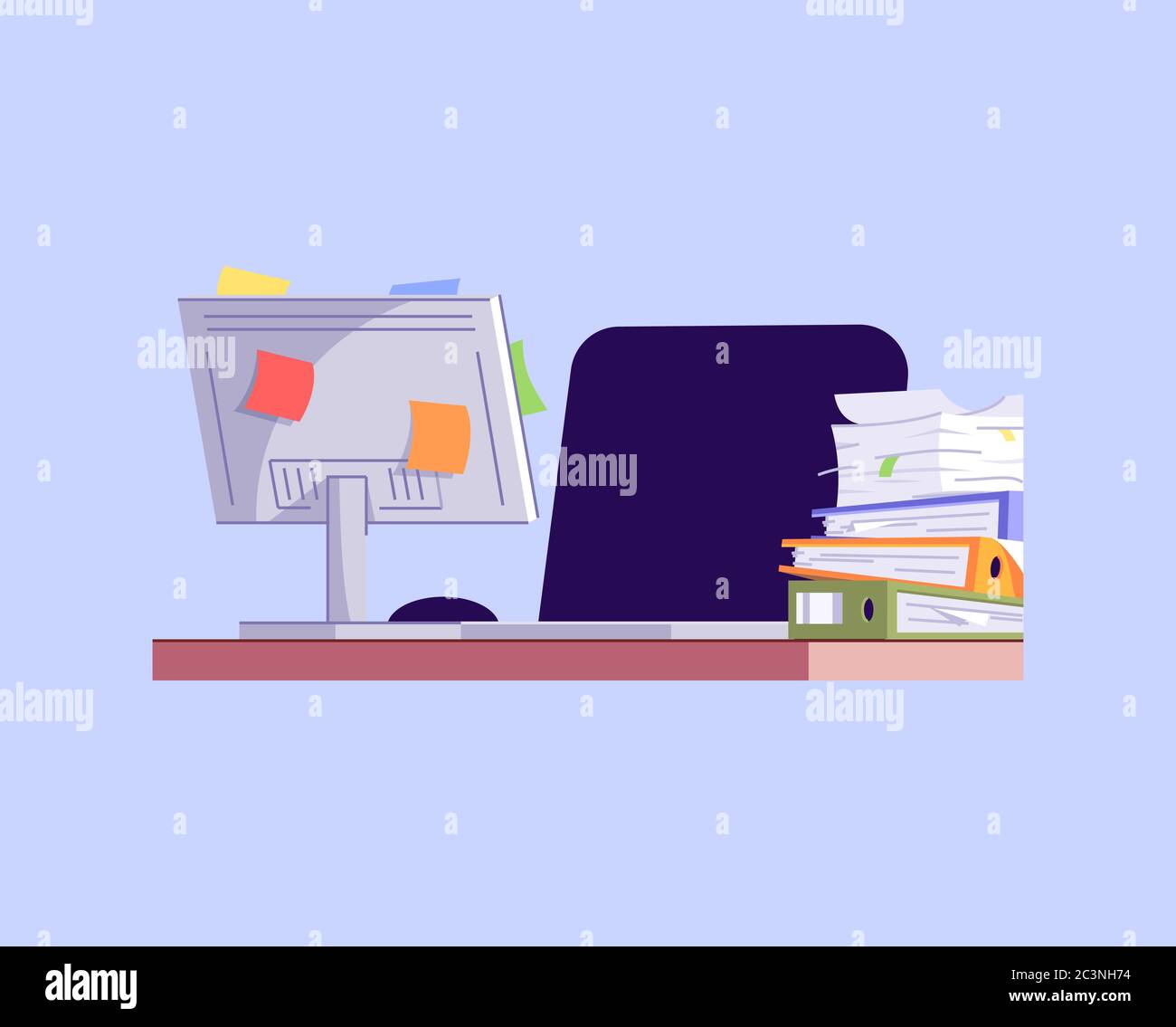 Messy workplace semi flat RGB color vector illustration Stock Vector ...