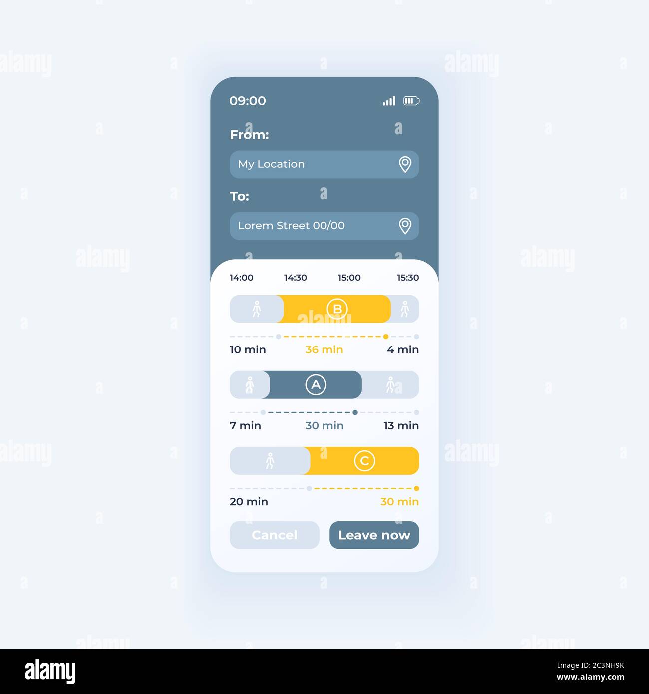 Bus schedule app smartphone interface vector template Stock Vector ...