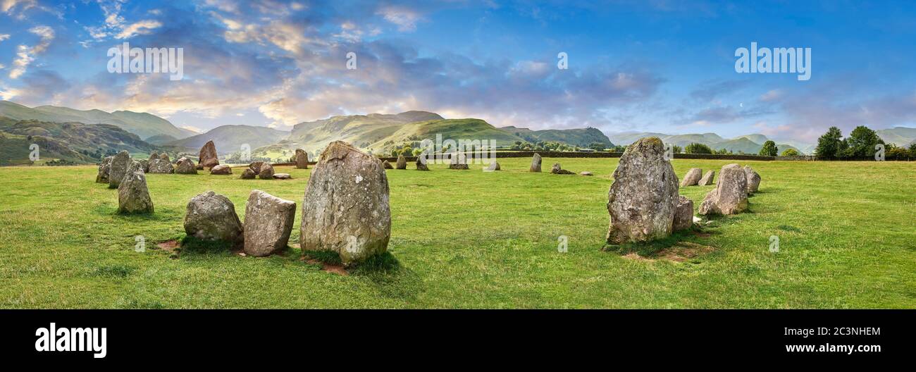 View of neolthic Castlerigg Stone Circle monaliths and the Lake ...