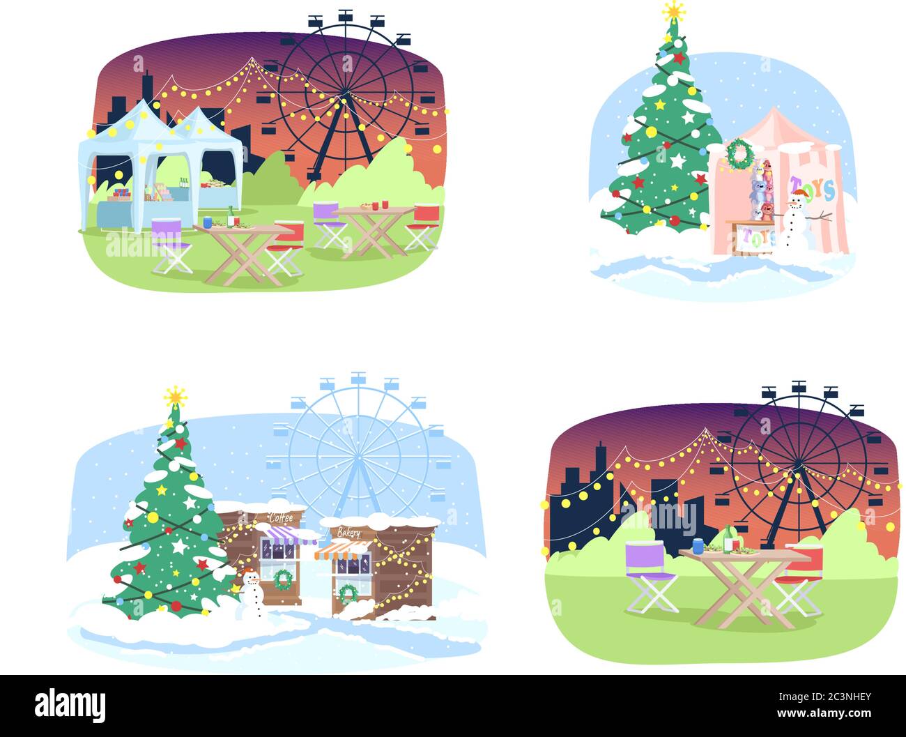 Street fair semi flat vector illustrations set Stock Vector Image & Art ...