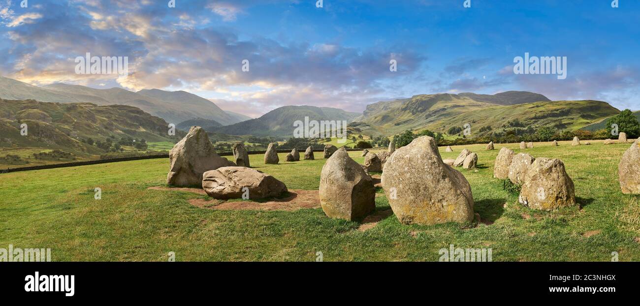 View of neolthic Castlerigg Stone Circle monaliths and the Lake ...