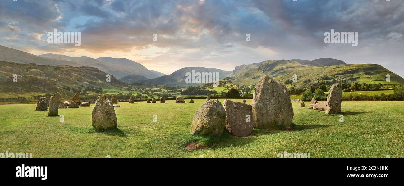 View of neolthic Castlerigg Stone Circle monaliths and the Lake ...