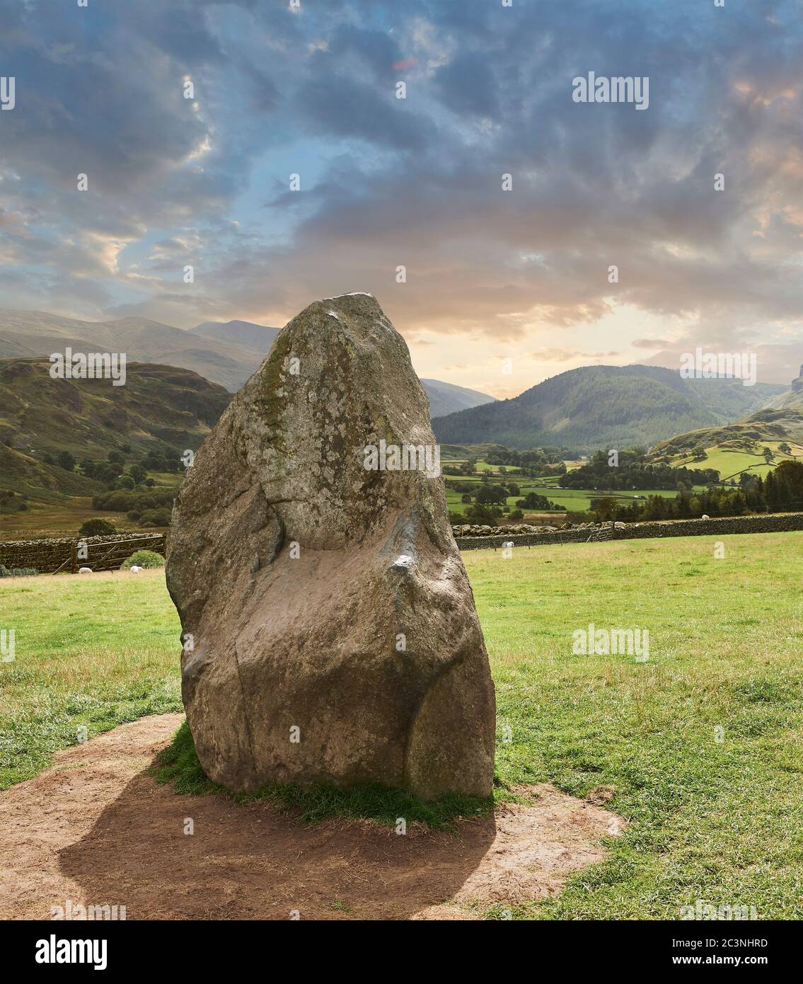 View of neolthic Castlerigg Stone Circle monaliths and the Lake ...
