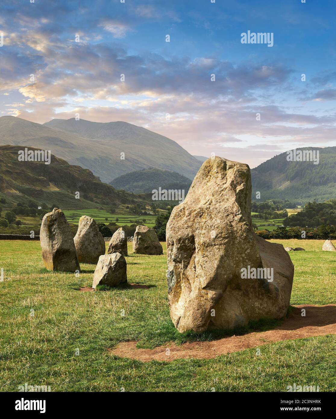 View of neolthic Castlerigg Stone Circle monaliths and the Lake ...