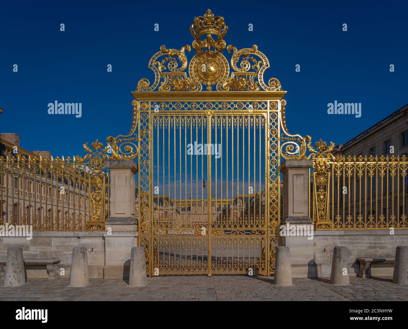 Versailles, France - 06 19 2020: Main grid of the Castle of Versailles ...