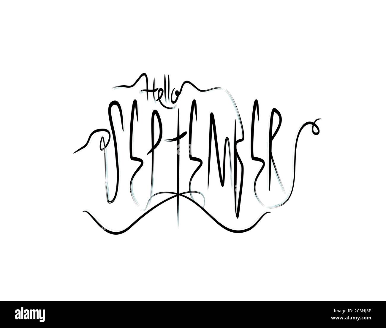 Hello September Lettering Text on white background in vector ...