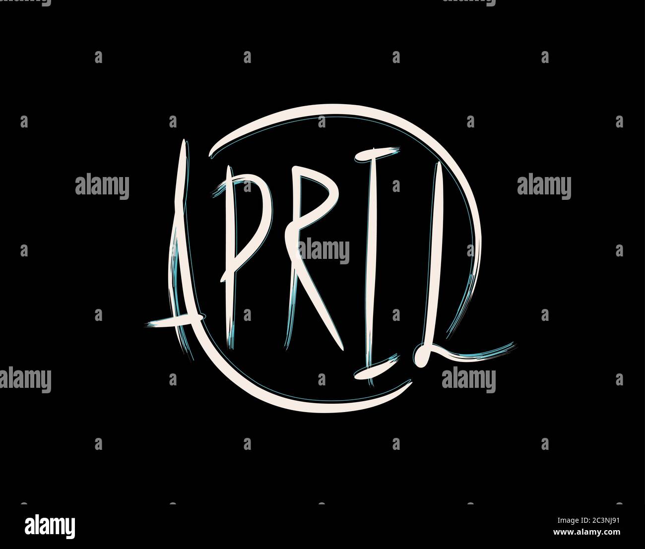 April Lettering Text on black background in vector illustration Stock ...