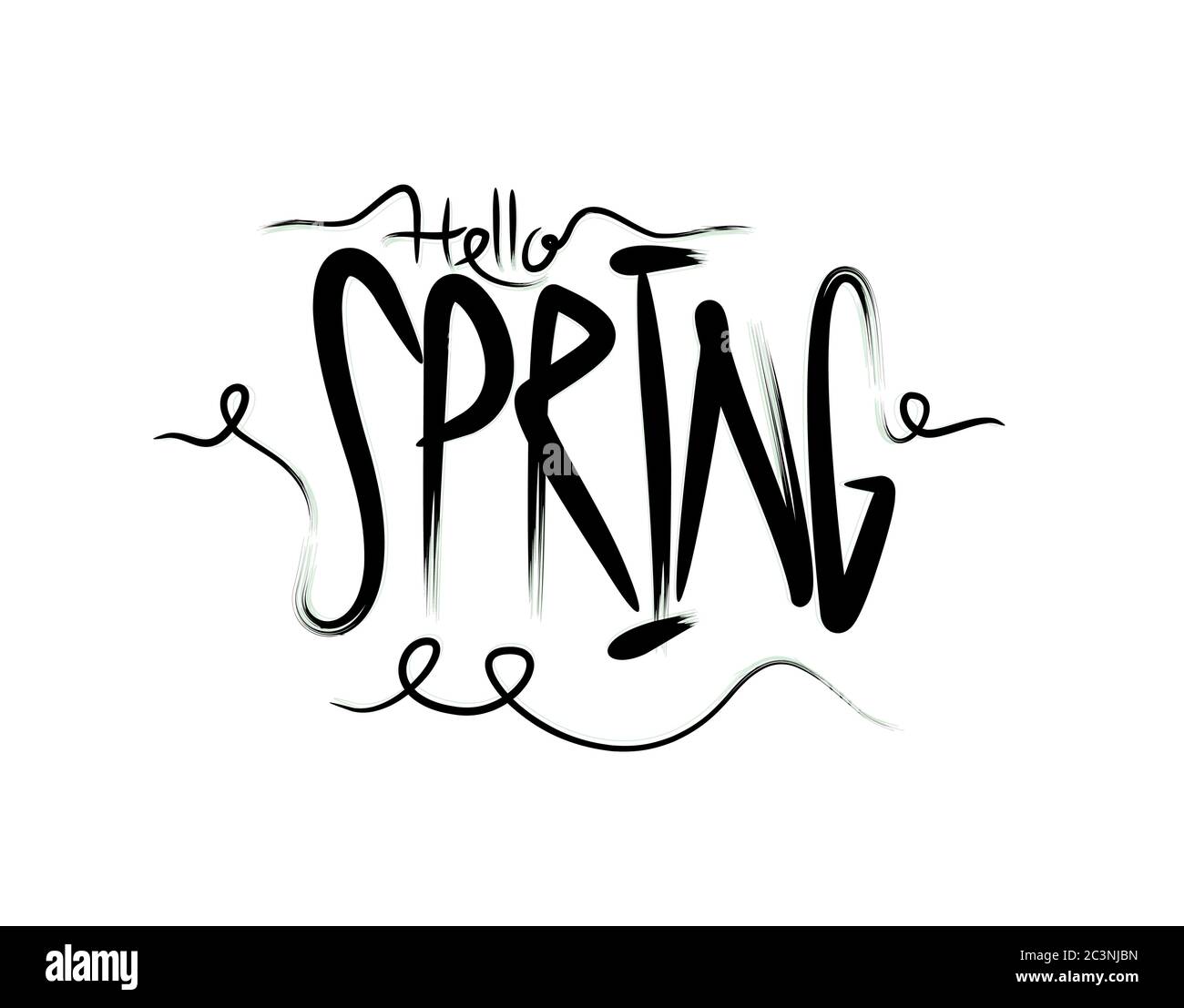 Hello Spring Lettering Text on white background in vector illustration ...