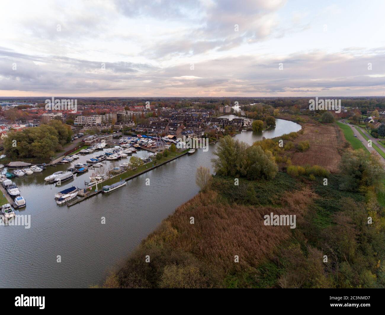 City of Leerdam with the Ling River in the foreground in the ...