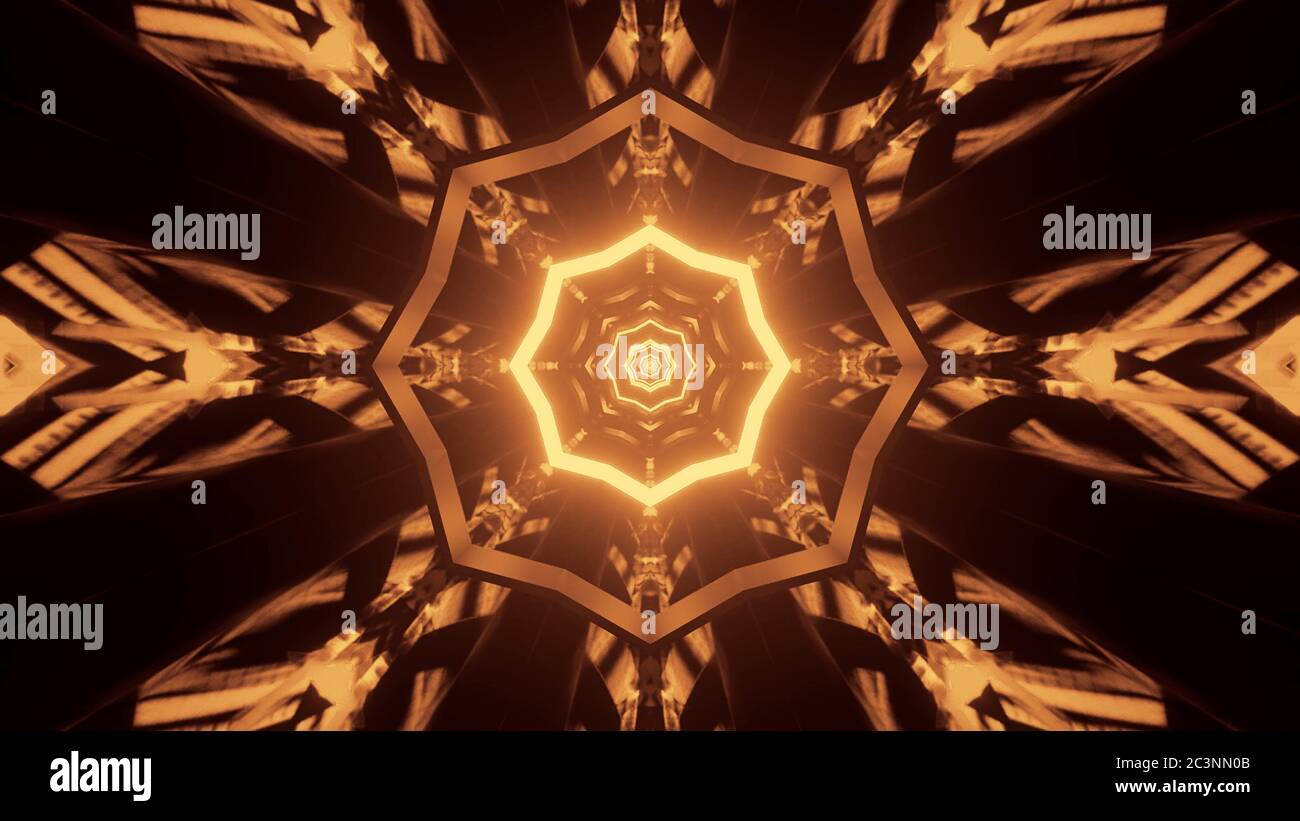 Graphic illustration of 3D rendered futuristic golden patterns Stock ...