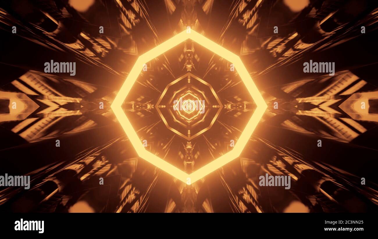 Graphic illustration of 3D rendered futuristic golden patterns Stock ...