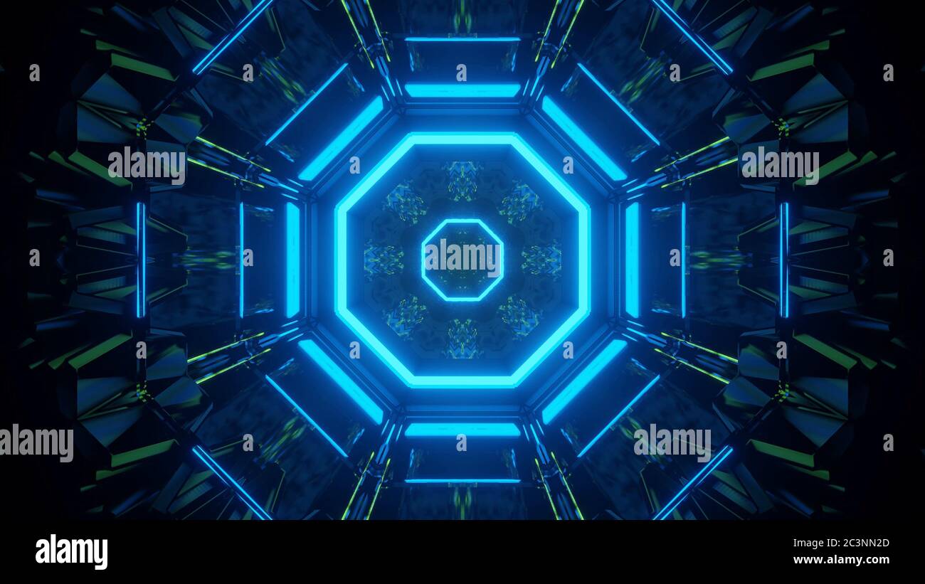 Graphic illustration of 3D rendered futuristic blue patterns Stock ...