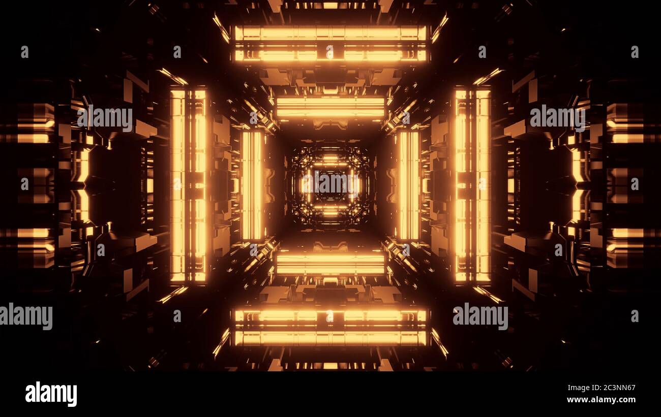 Graphic illustration of 3D rendered futuristic golden patterns Stock ...
