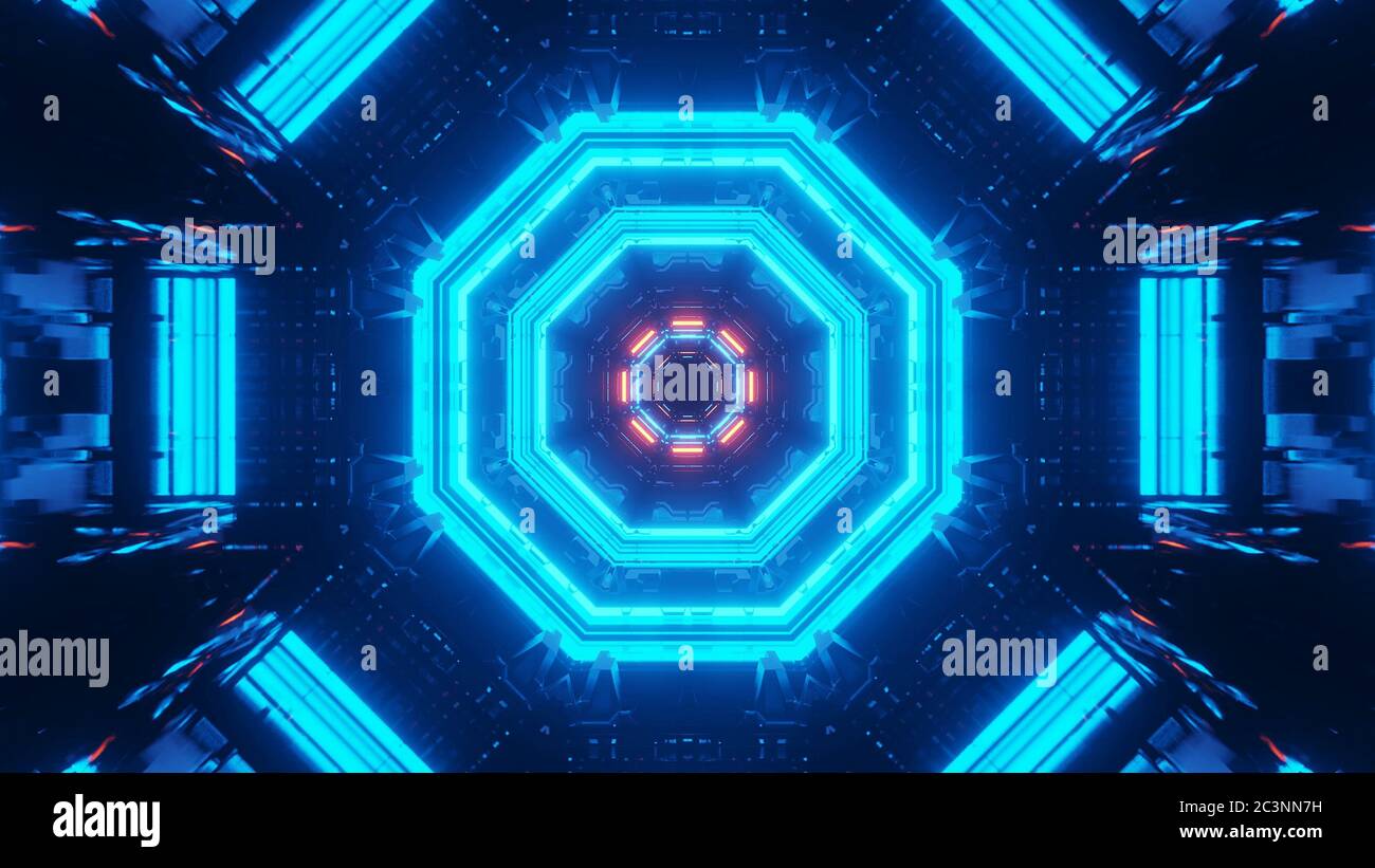 Graphic illustration of 3D rendered futuristic blue patterns Stock ...