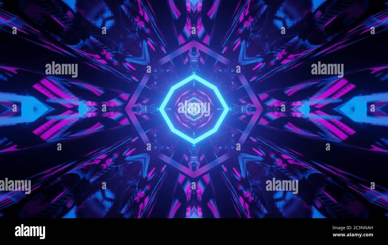 Graphic illustration of 3D rendered futuristic blue and purple patterns ...