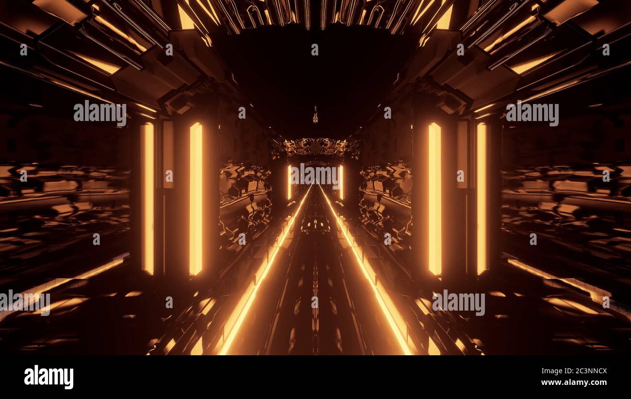 Graphic illustration of 3D rendered futuristic yellow patterns in the ...