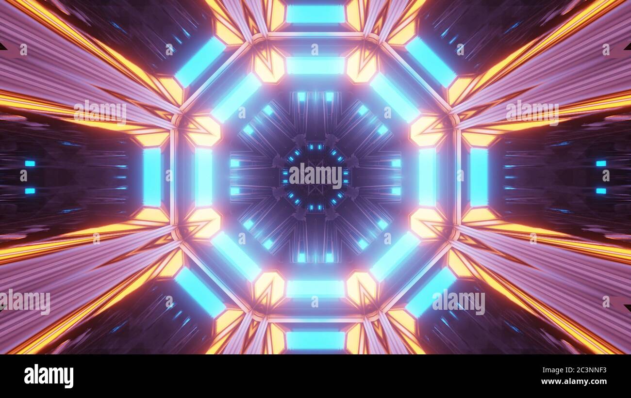 Graphic illustration of 3D rendered futuristic colorful geometric ...