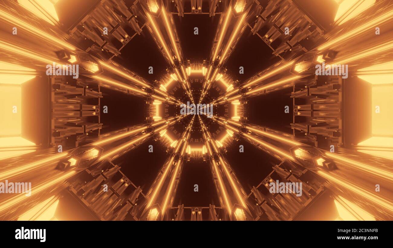 Graphic illustration of 3D rendered futuristic yellow patterns Stock ...