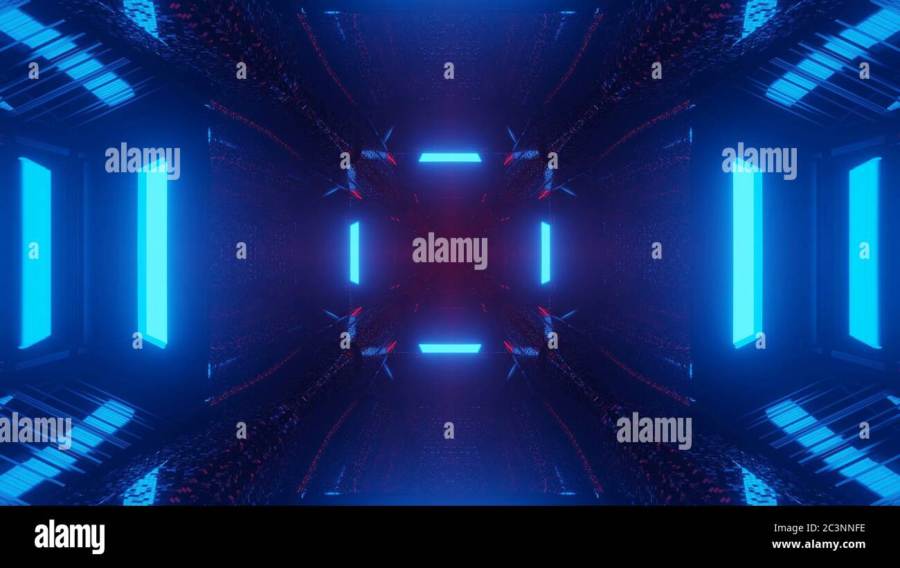 Graphic illustration of 3D rendered futuristic blue patterns in the ...