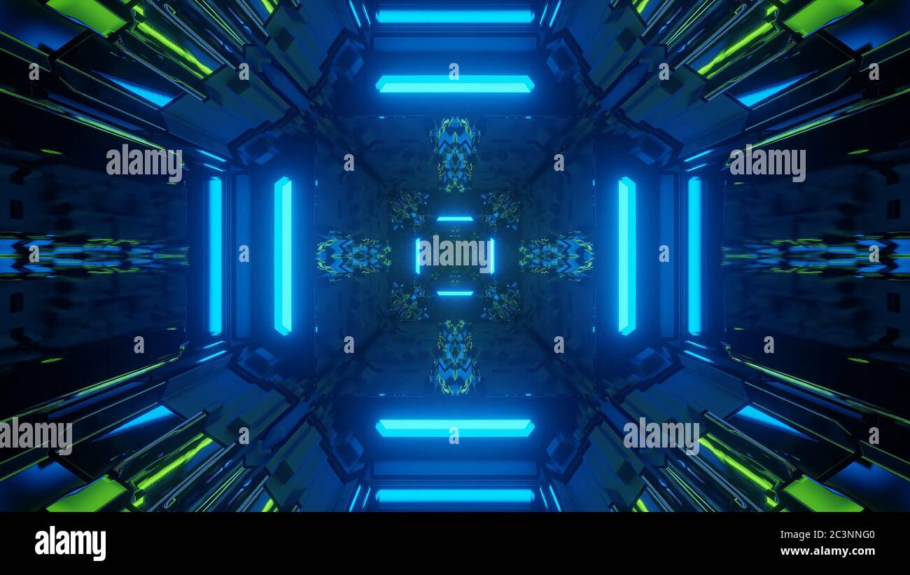 Graphic illustration of 3D rendered futuristic blue patterns Stock ...