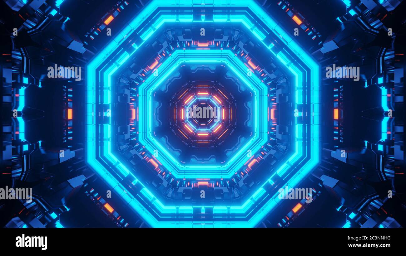 Graphic illustration of 3D rendered futuristic blue patterns Stock ...