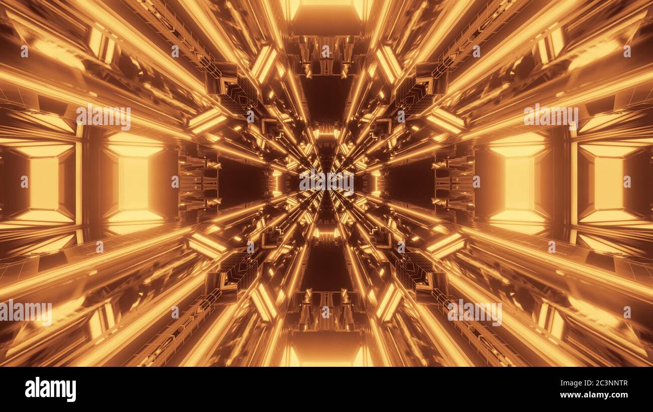 Graphic illustration of 3D rendered futuristic yellow patterns Stock ...