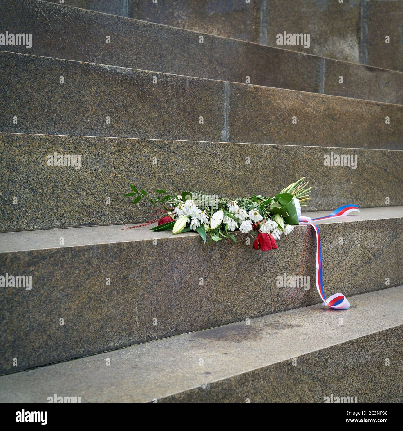 Flowers commemorating the suppression of the Prague Spring at the ...