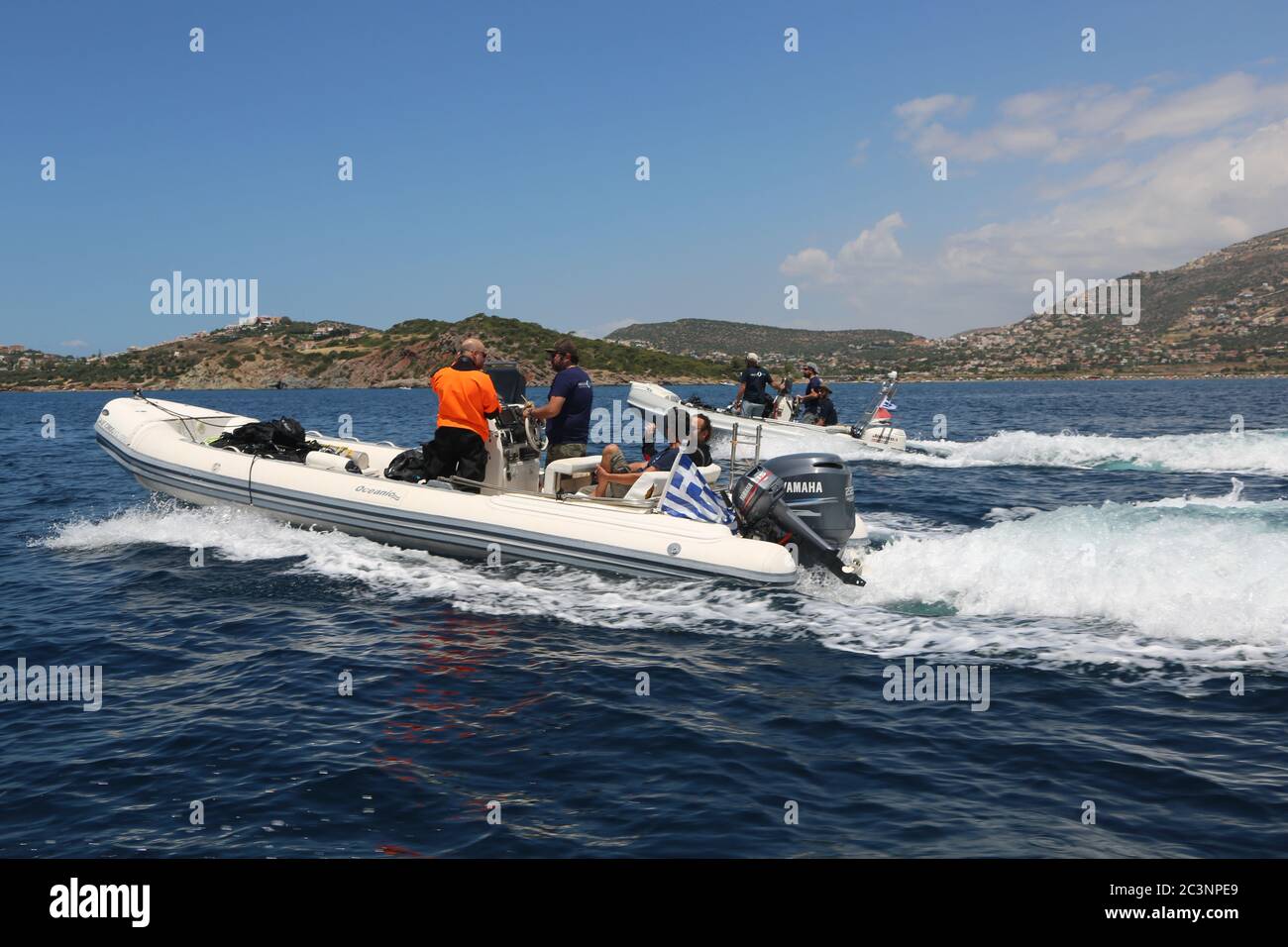 Inflatable boat, Greece Stock Photo - Alamy