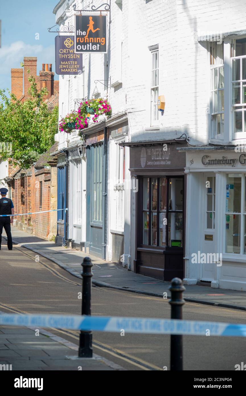 Police and forensics officers at the scene of a stabbing in Canterbury ...
