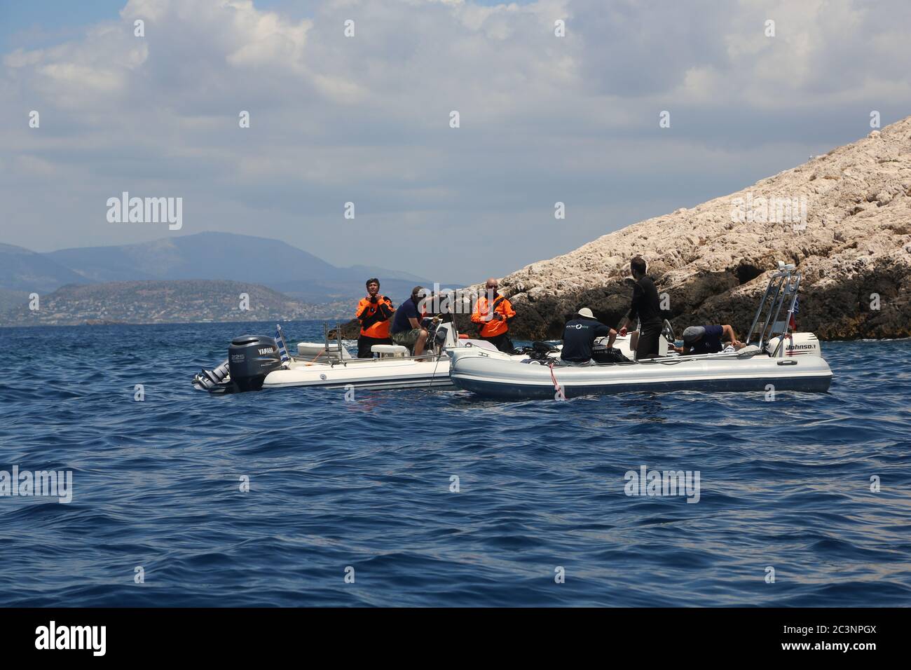 Inflatable boat, Greece Stock Photo - Alamy